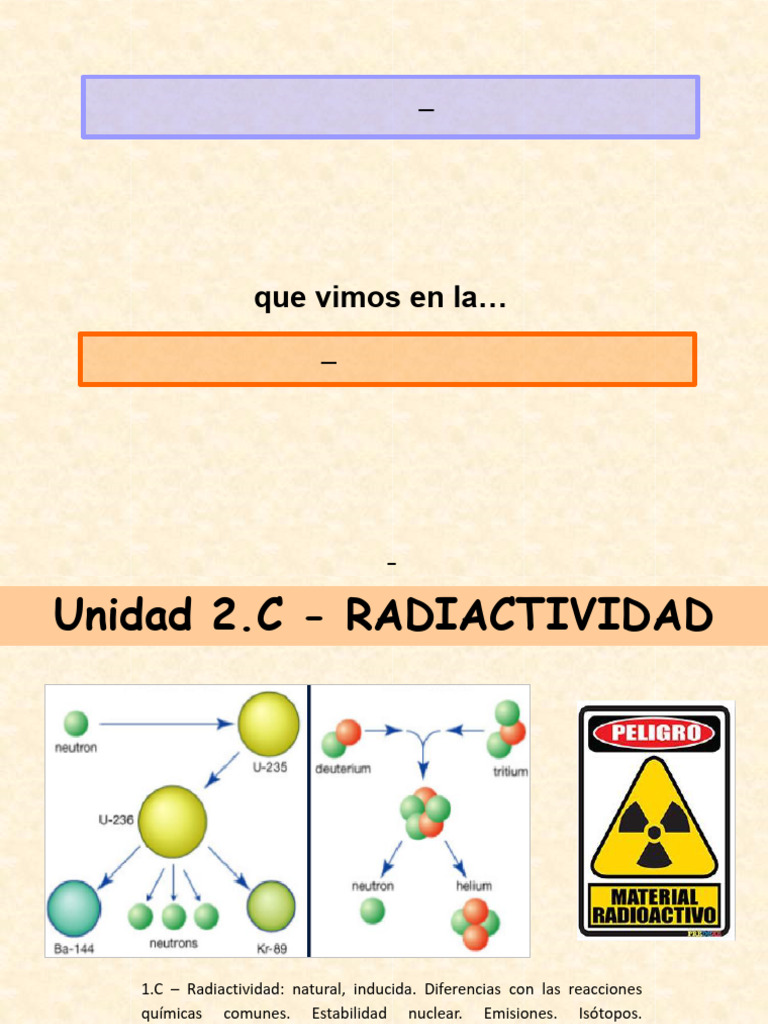 2024 - Unidad 2C - Radiactividad DEF | PDF | Fisión nuclear | La ...