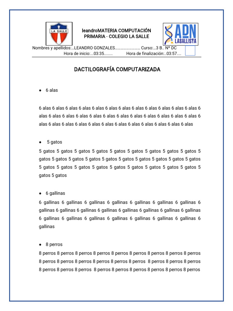 HOJA DACTILOGRAFIA 03nov23 | PDF