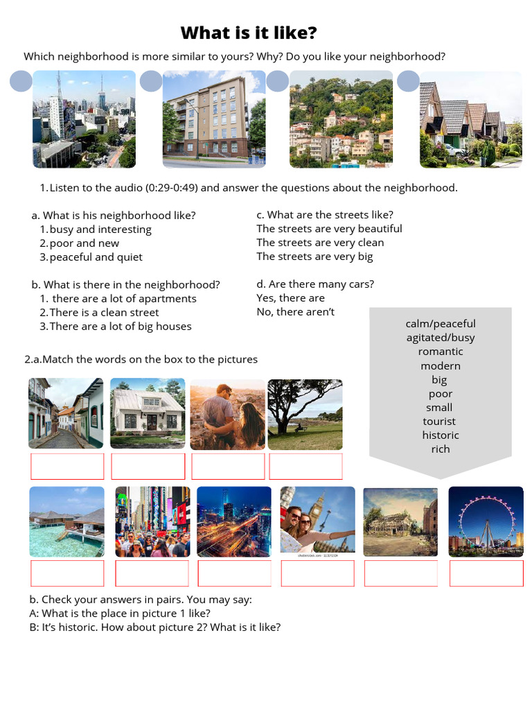 Describing Places - ESL A1 Exercise | PDF
