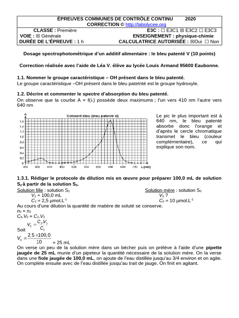 PC Gene 107 Correction Exo2 Phy Chi Beerbleuv Spectrodel | PDF