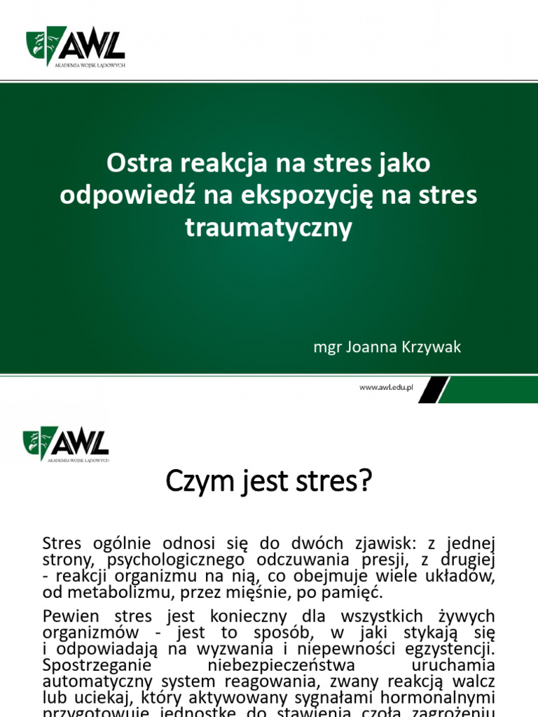 Ostra Reakcja Na Stres Szkolenie | PDF