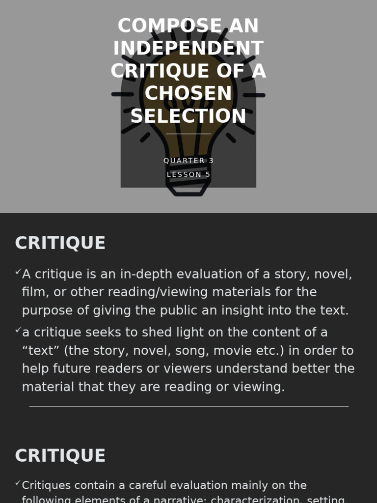 Compose An Independent Critique of A Chosen Selection | PDF | Marxism ...