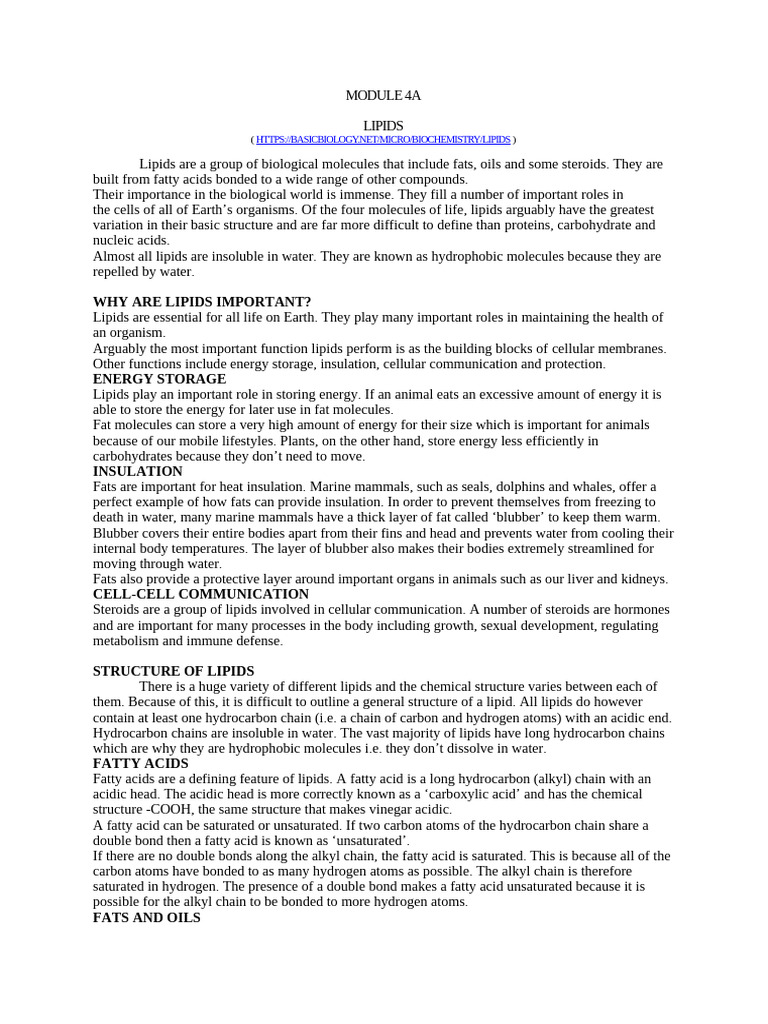 Biochemistry Module 4a | PDF