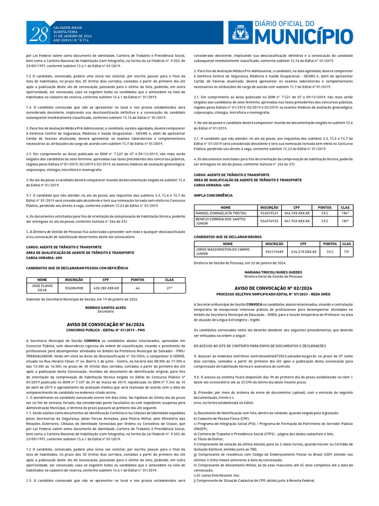 TMP - AVISO DE CONVOCACAO N 02-2024 | PDF