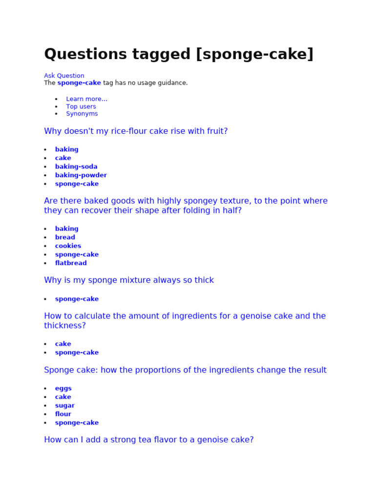 Questions Sponge Cake | PDF
