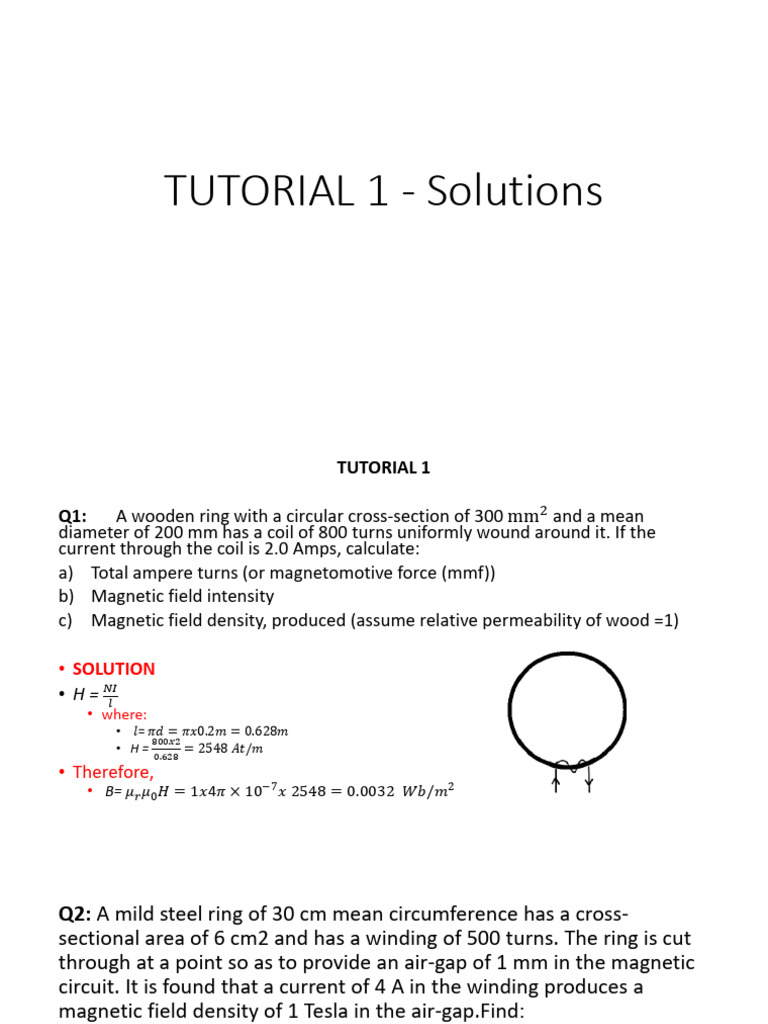 Tutorial Solutions | PDF | Inductance | Inductor Tutorial Solutions | PDF | Inductance | Inductor