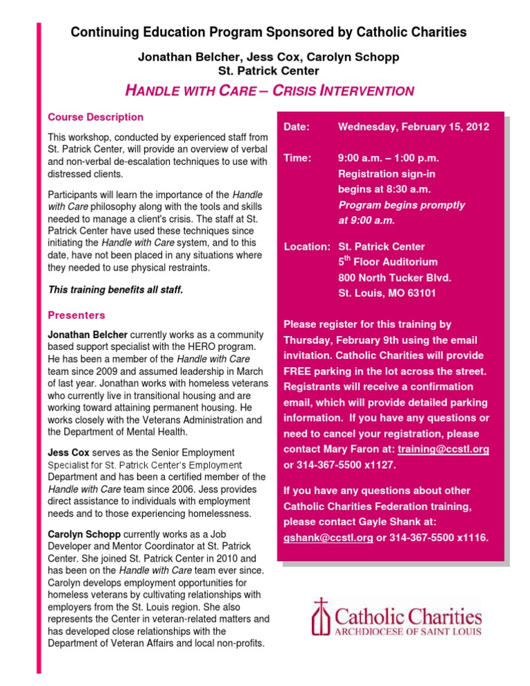 Handle With Care Training Flier - 2-15-12 | PDF | Self-Improvement ...