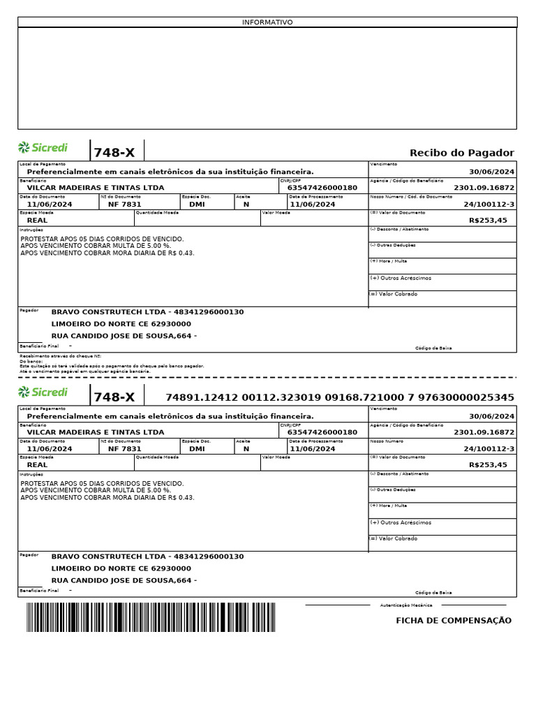 Boleto Nf 7831 | PDF