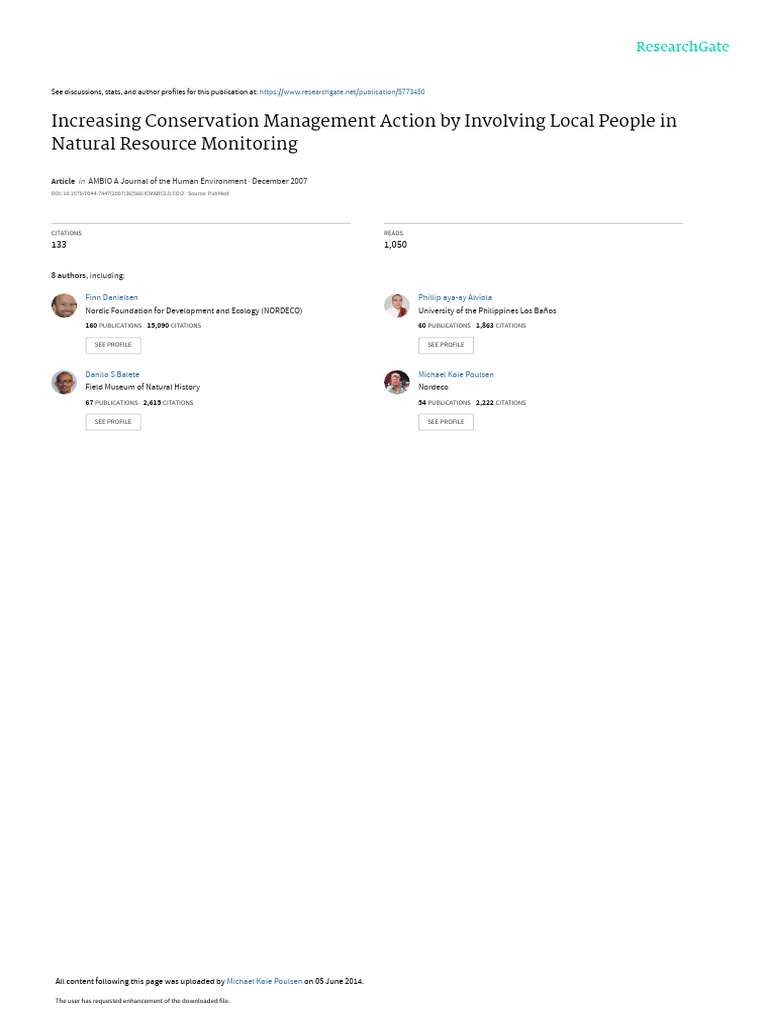 Increasing Conservation Management Action by Invol | PDF