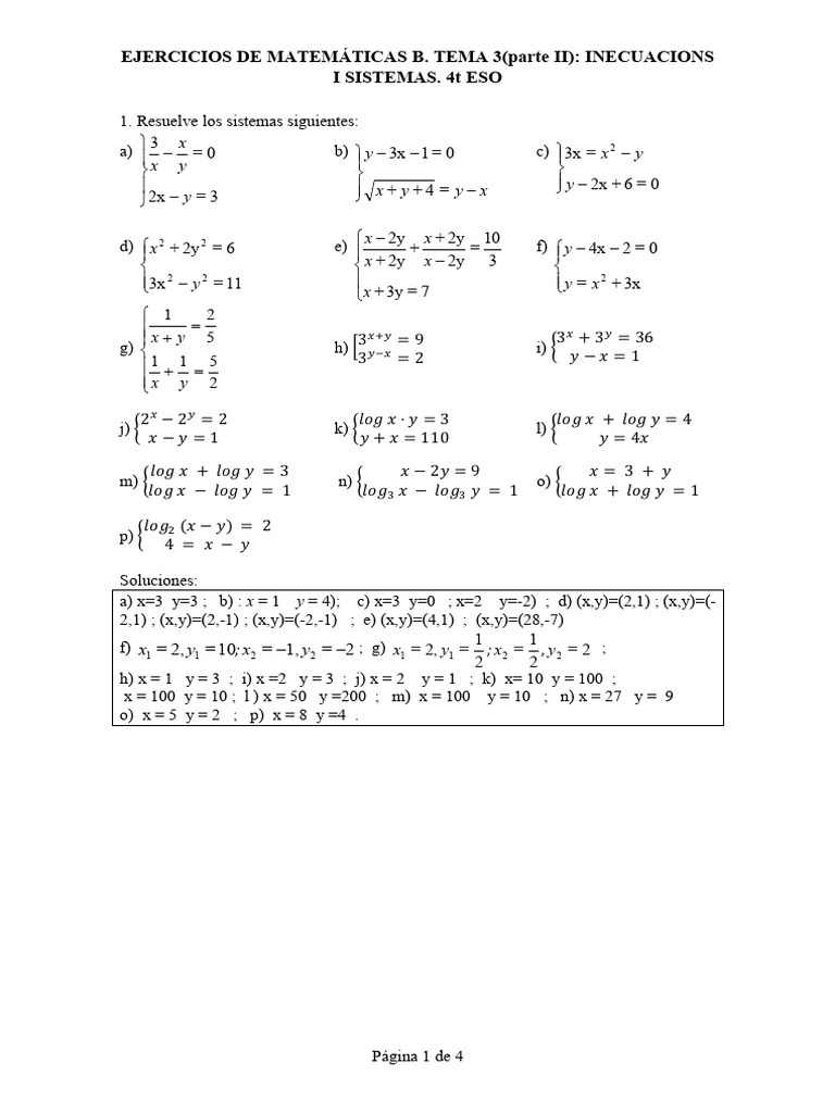 Exercicis Tema 3 (Part II) Sist Ineq | PDF
