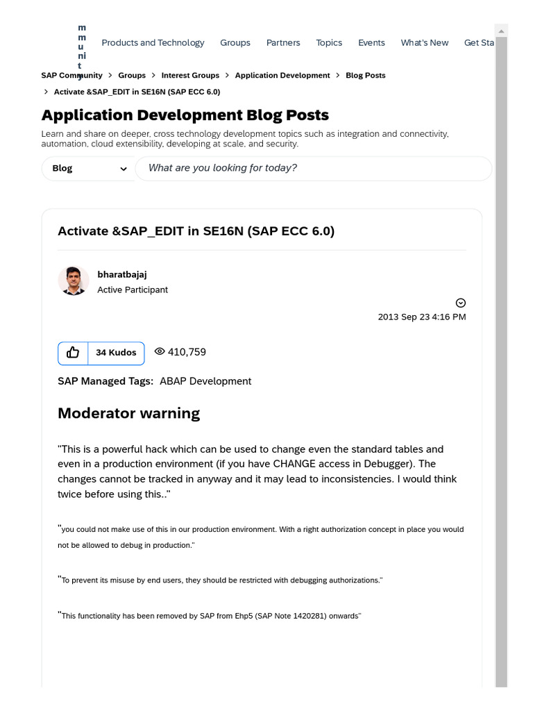 Activating &SAP_EDIT in SE16N Guide | PDF | Software | Systems Architecture