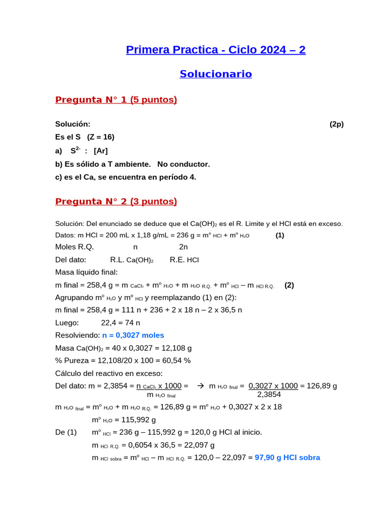 Ookkk.... Solucionario de La Primera Practica Calificada - Ciclo 24-2. | PDF