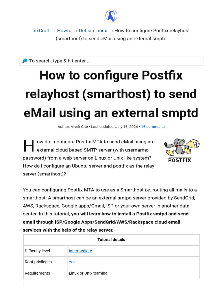 How To Configure Postfix Relayhost (Smarthost) To Send Email Using An ... How To Configure Postfix Relayhost (Smarthost) To Send Email Using An ...