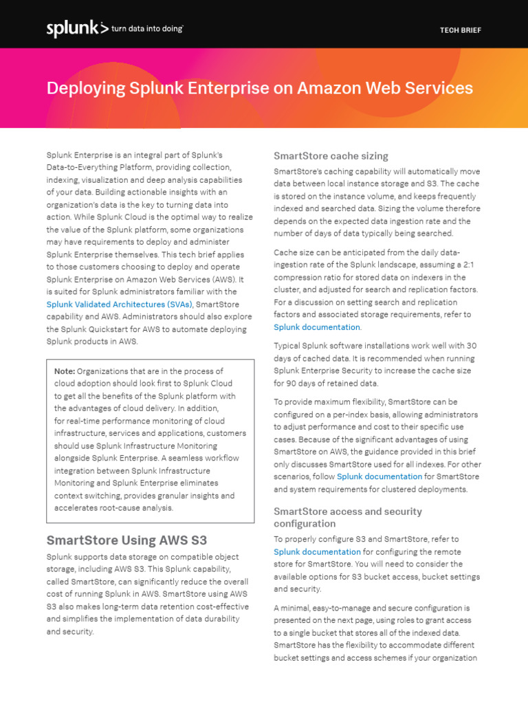 Deploying Splunk Enterprise On Amazon Web Services | PDF