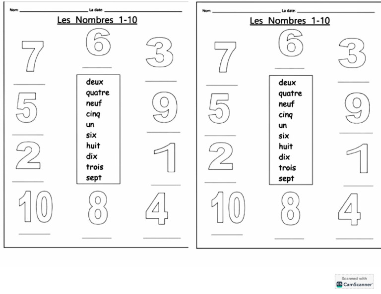 Exercices Les Nombres 1-10 | PDF