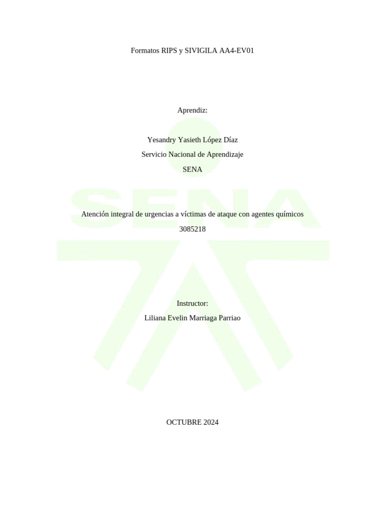 Act 4 Formatos RIPS y SIVIGILA (YESANDRY) | PDF