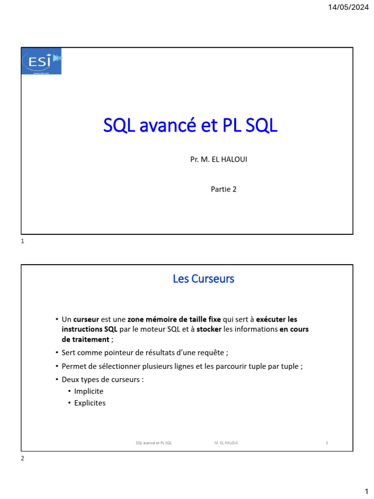 Support Cours PLSQL Part2 | PDF