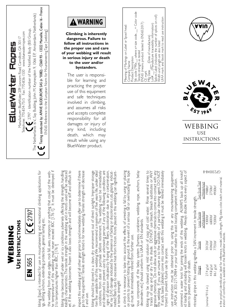 Climbing Webbing Safety Guide | PDF | Rope | Technology & Engineering