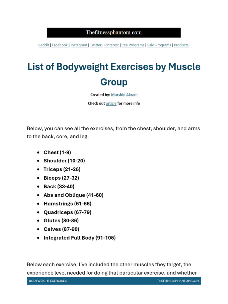 All Bodyweight Exercises PDF | PDF