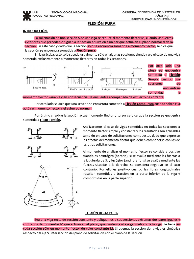 Teoría Flexion Pura (Recuperado) | PDF
