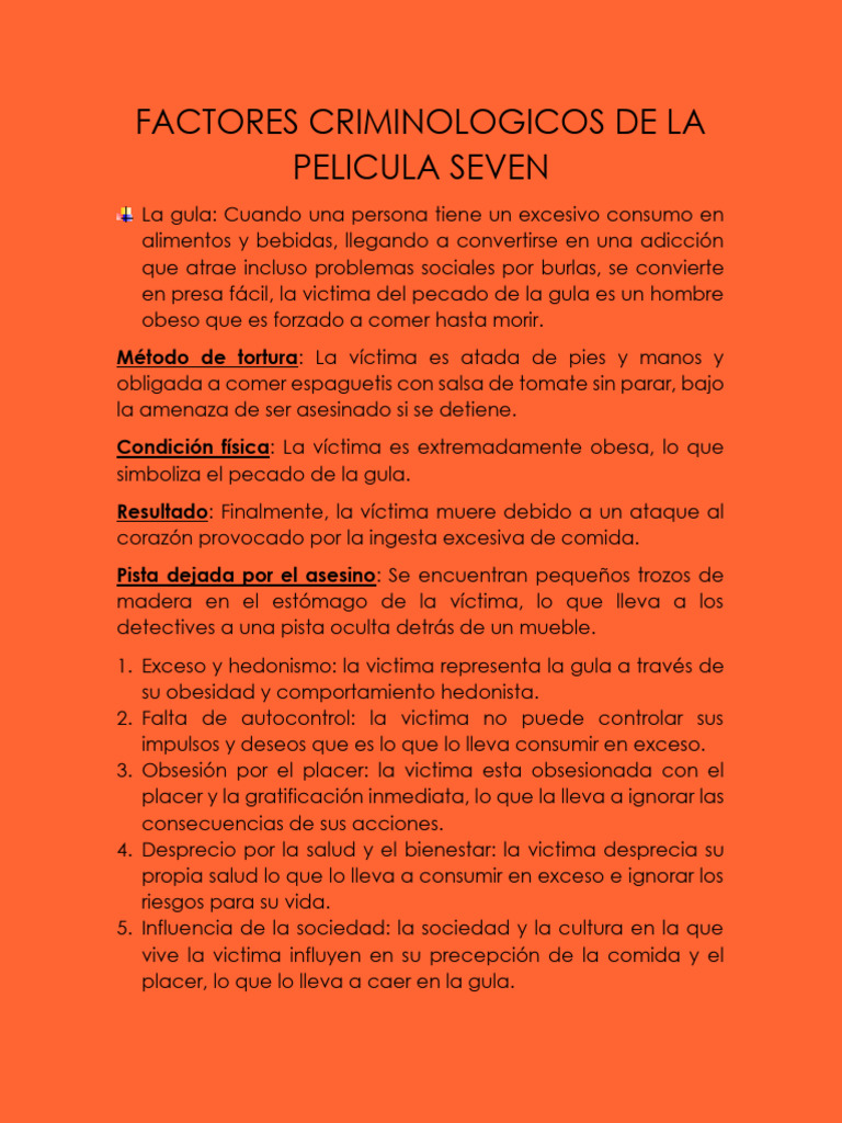 Factores Criminologicos de La Pelicula Seven | PDF Factores Criminologicos de La Pelicula Seven | PDF