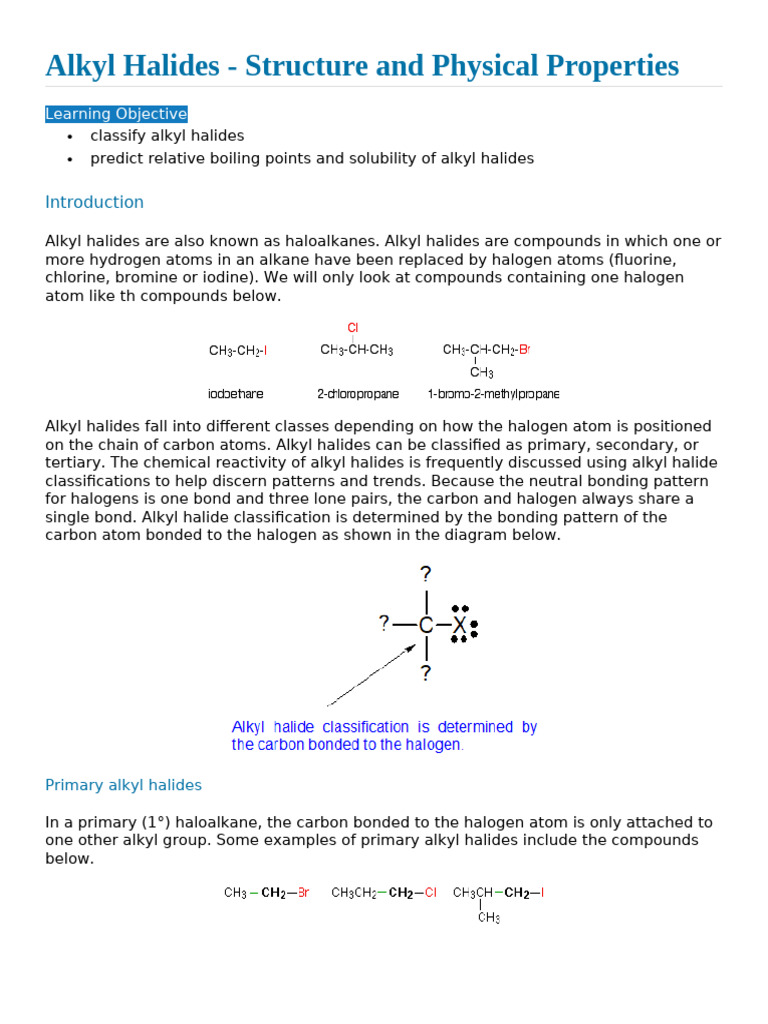 Alkyl Halides | PDF