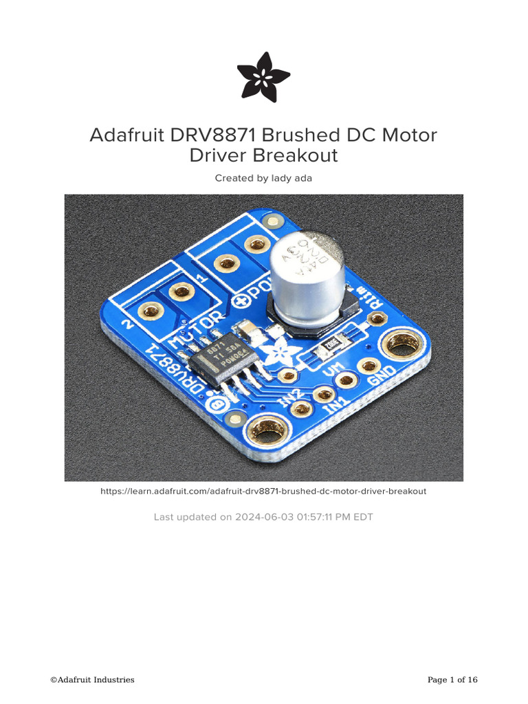 Adafruit Drv8871 Brushed Dc Motor Driver Breakout | PDF