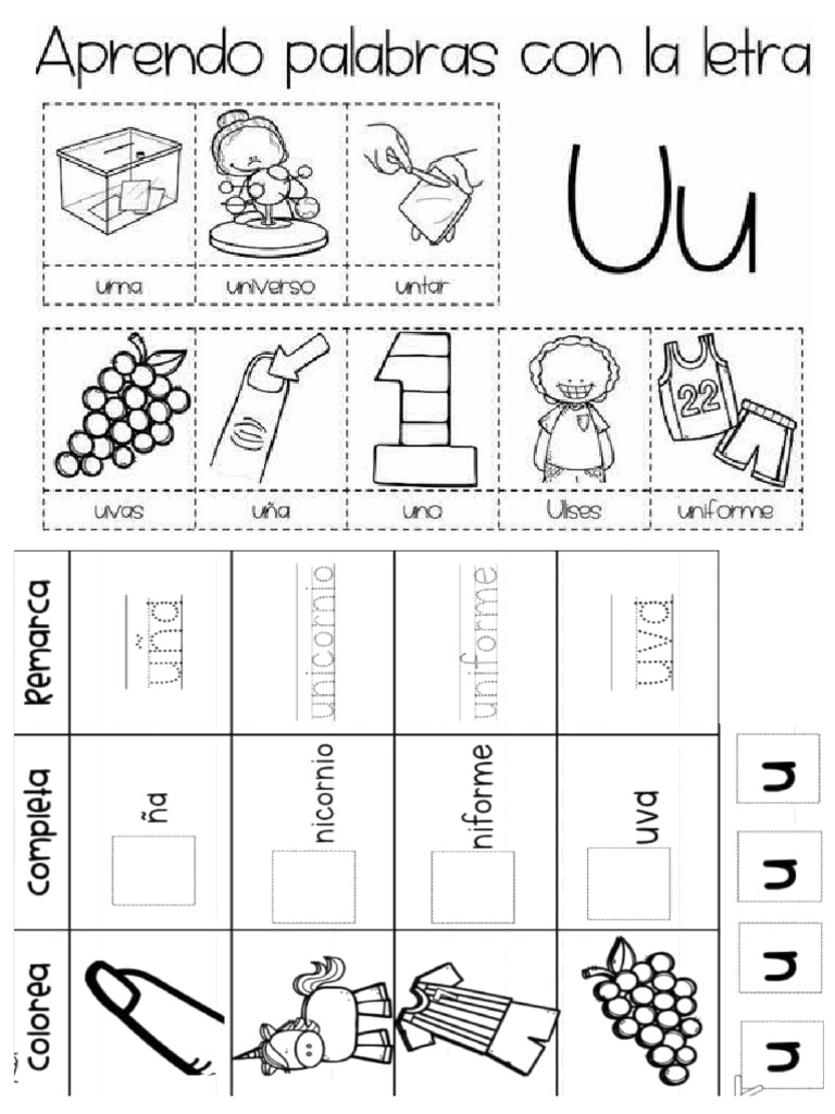 Aprendo Con La Letra U | PDF