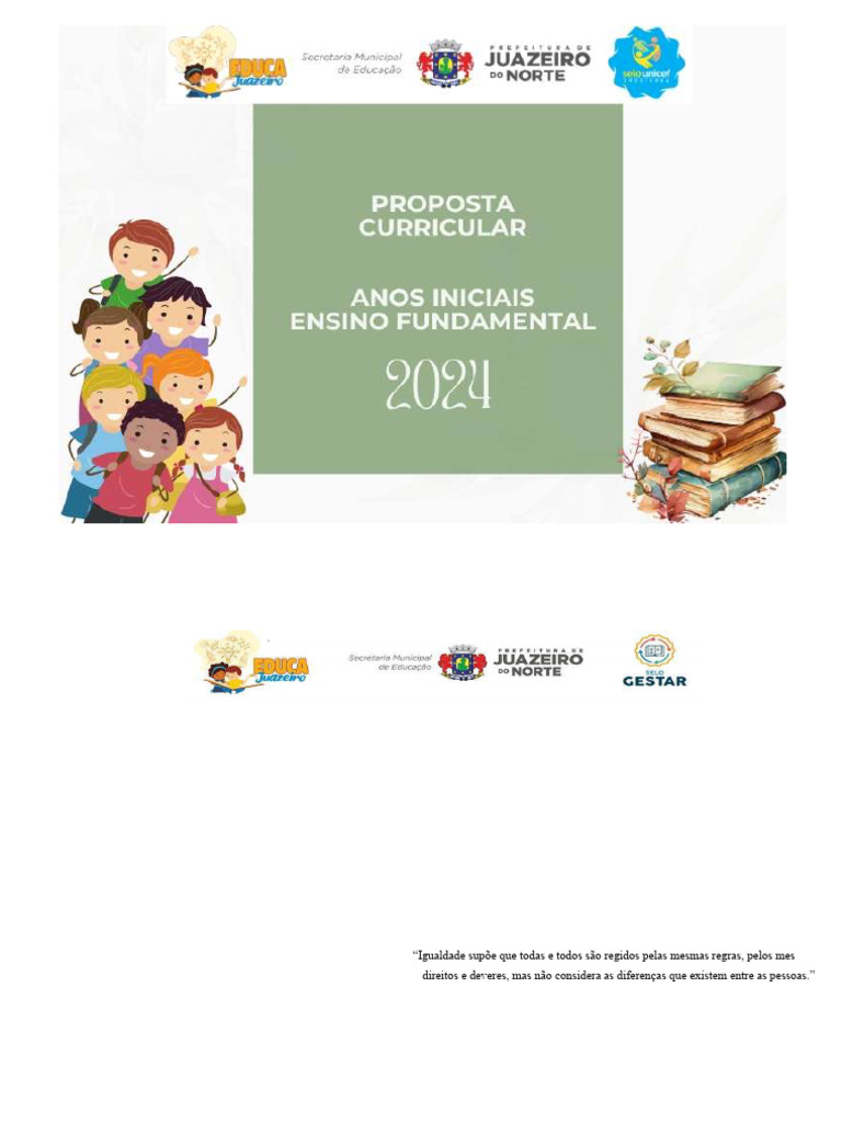 Proposta Curricular 1º Ao 5º Anos Iniciais - 2024 | PDF