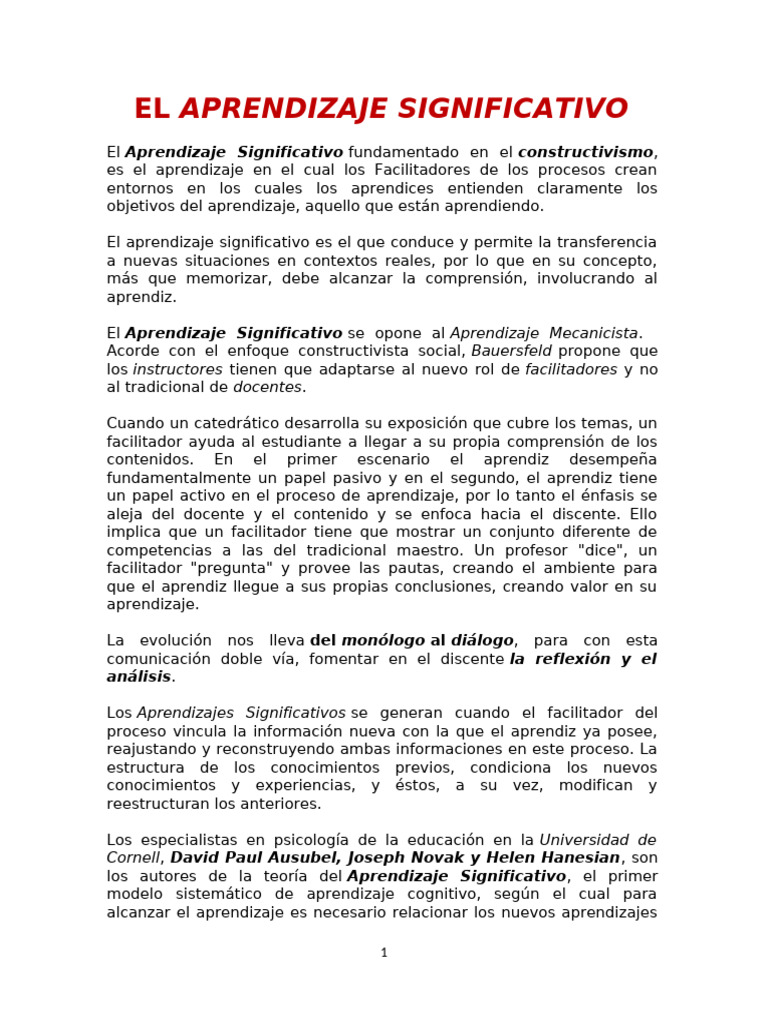 3. Aprendizaje Significativo | PDF
