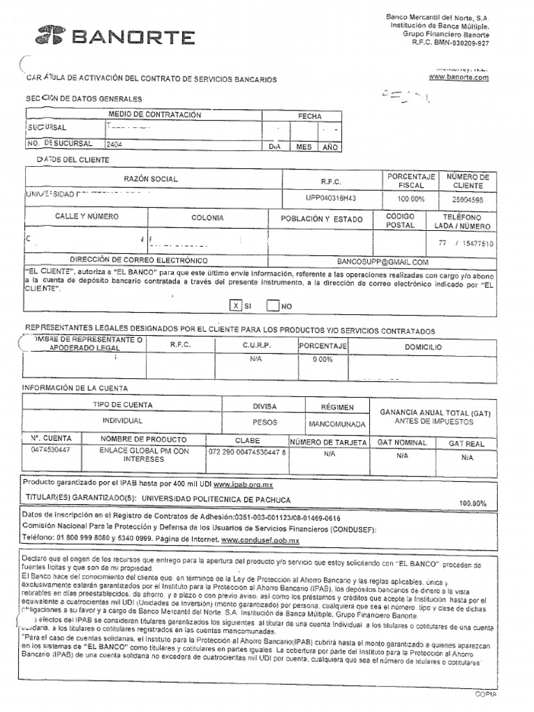 4 Contrato de Apertura de Cuenta Bancaria | PDF