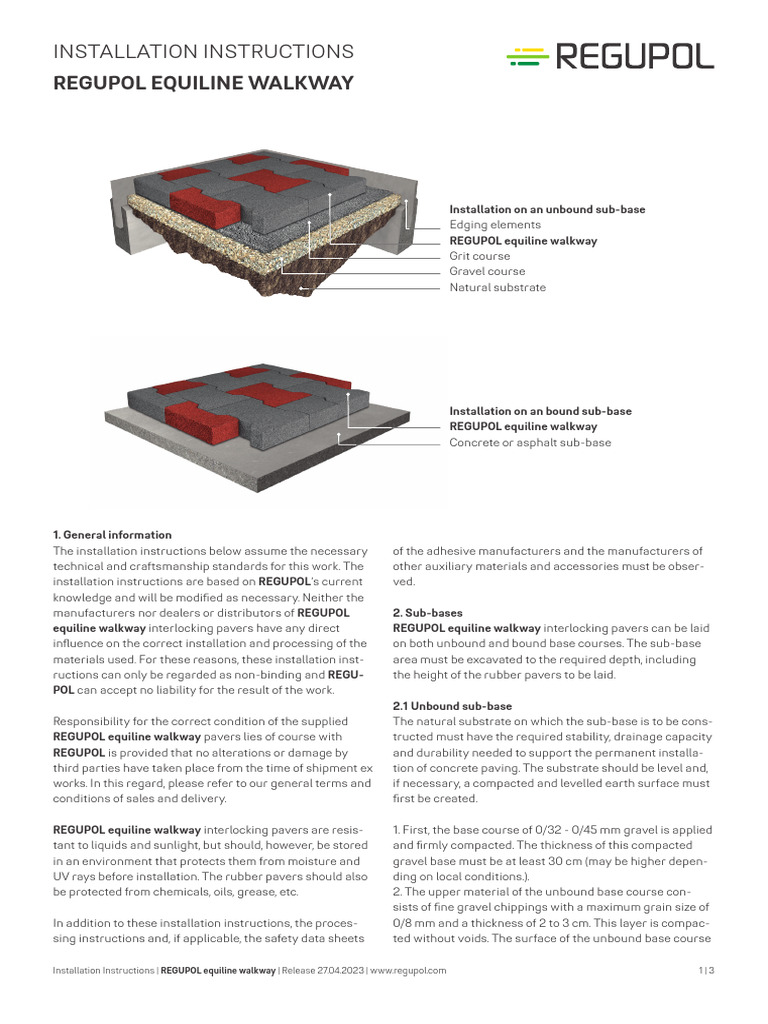 REG_EN_Verlegeanleitung-REGUPOL-equiline-walkway | PDF