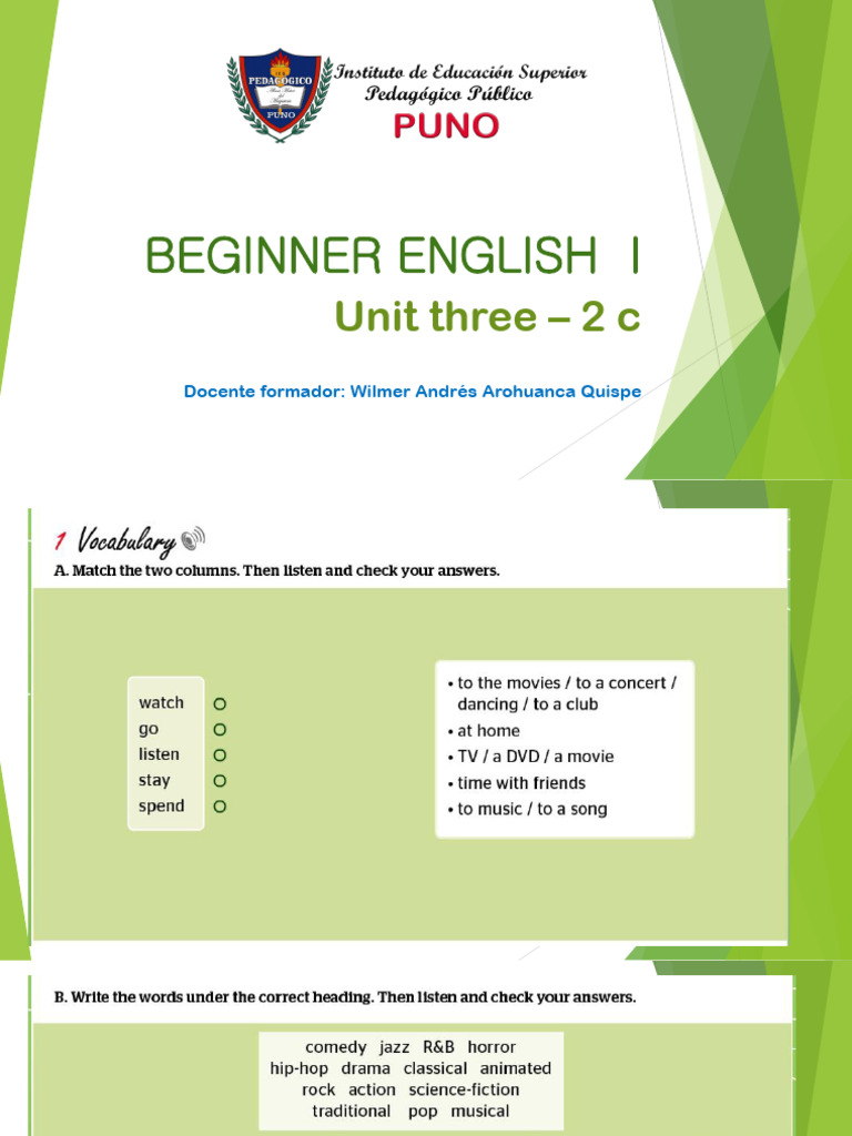 Beginner English I: Unit 3-2c | PDF