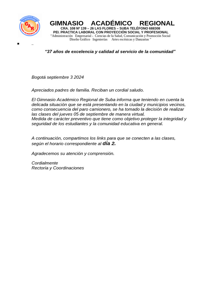 CIRCULAR CLASES VIRTUALES-profes | PDF