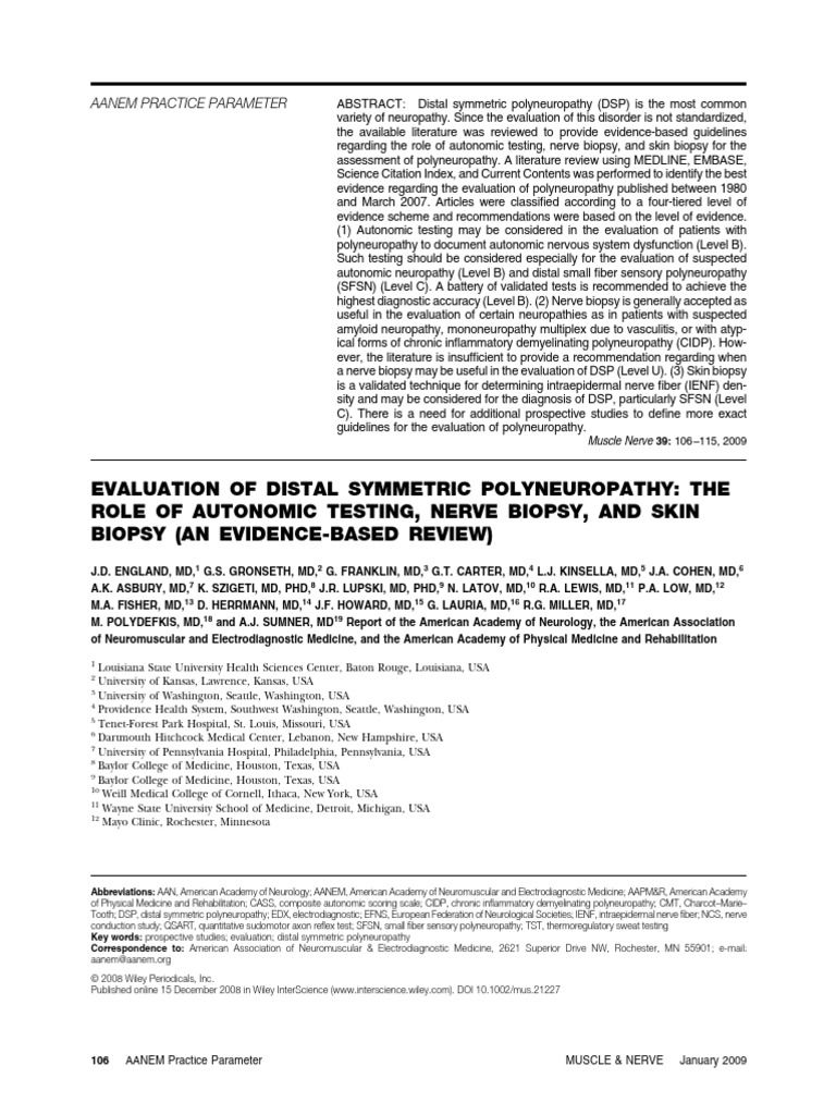 Guideline PNP and Autonomic Testing de AANEM | PDF
