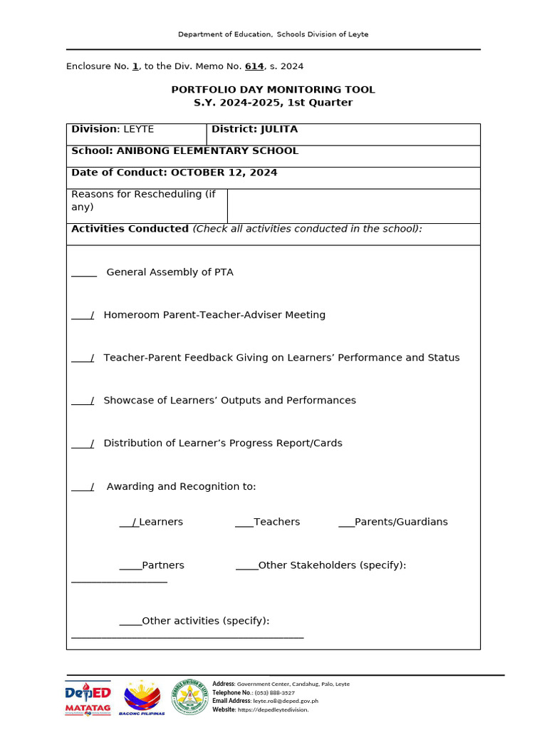 Monitoring-Tool-Portfolio - Anibong ES | PDF | Cognition | Behavior ...