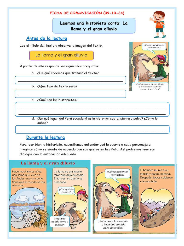 Ficha Comu 09 10 24 Leemos Una Historieta Corta Pdf