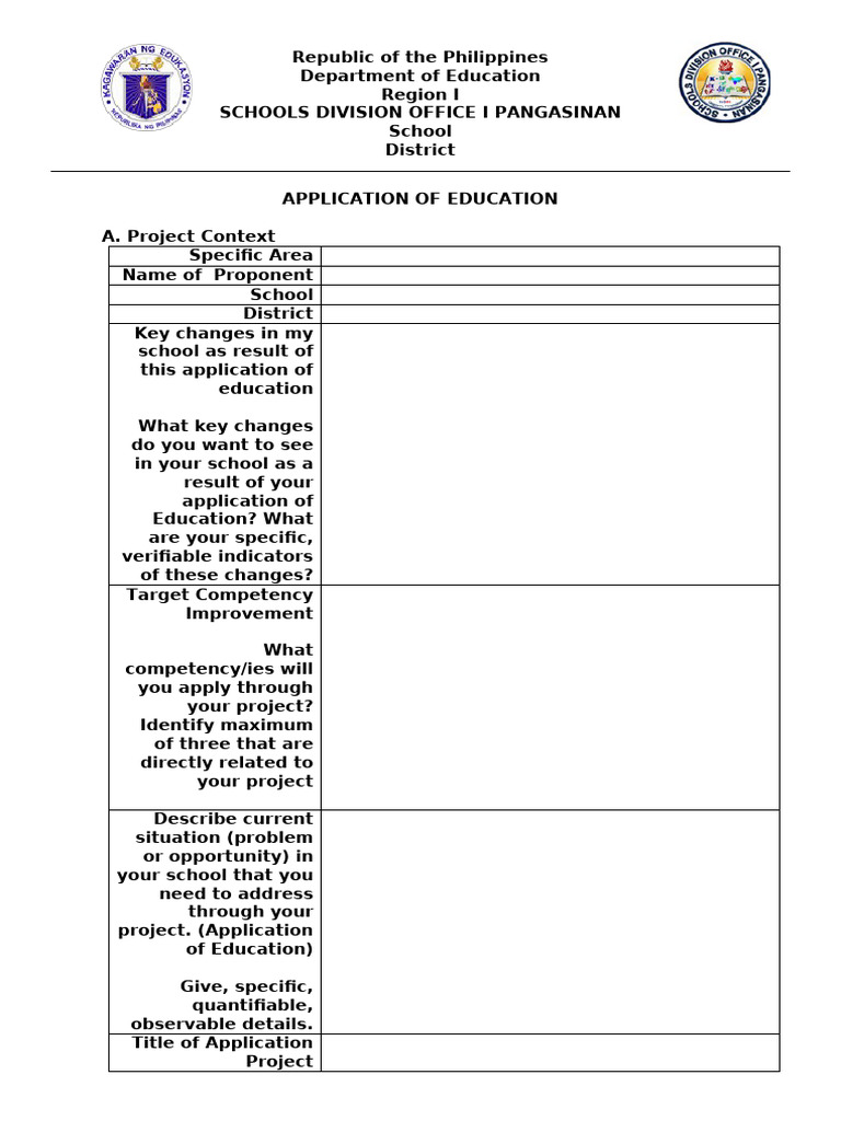 Template G - Application of Education | PDF