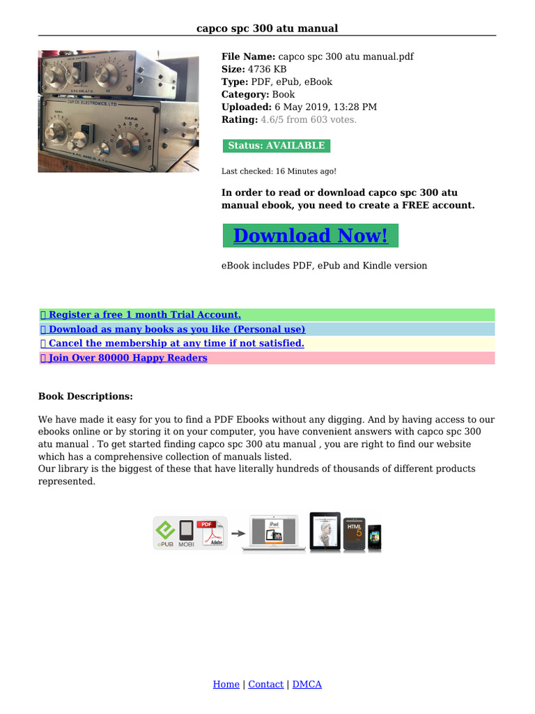 Capco Spc 300 Atu Manual | PDF
