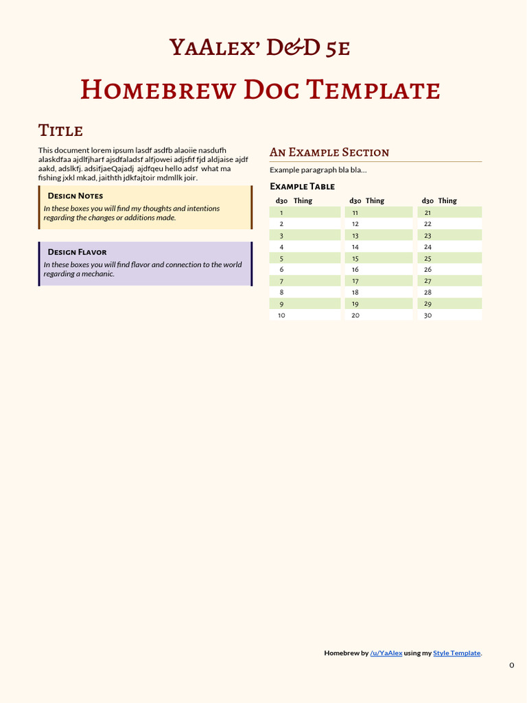 Copy of DnD Homebrew Doc Template | PDF