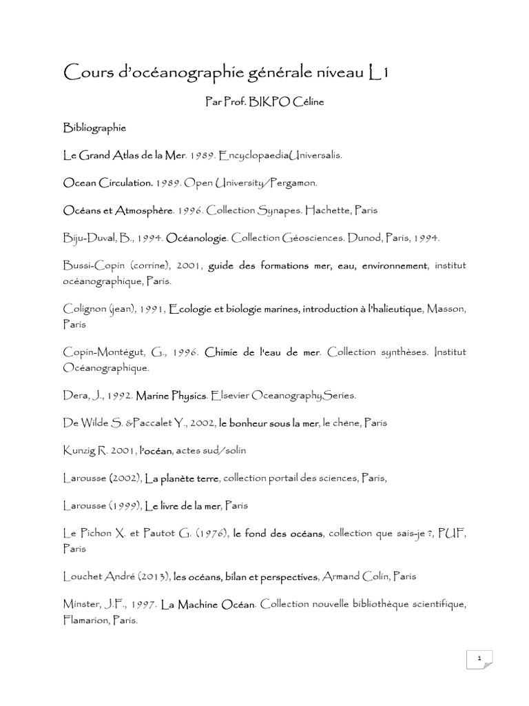 Cours D'océanographie Gén+ | PDF