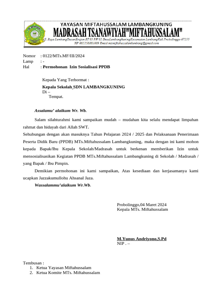Surat - Permohonan - ppdb2 2024. | PDF