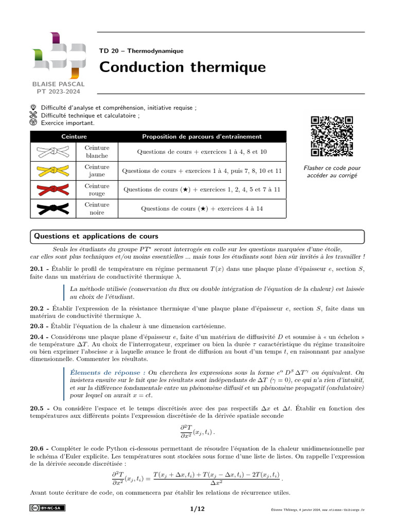 20 Conduc-Thermique Td-Enonce | PDF