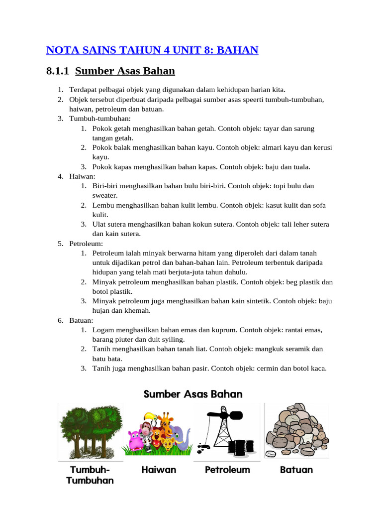 Nota Sains Tahun 4 Unit 8 1 | PDF