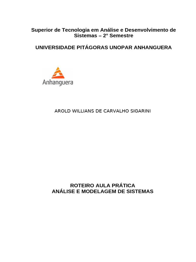 Analise Orientada A Objetos - Arold - Willians | PDF