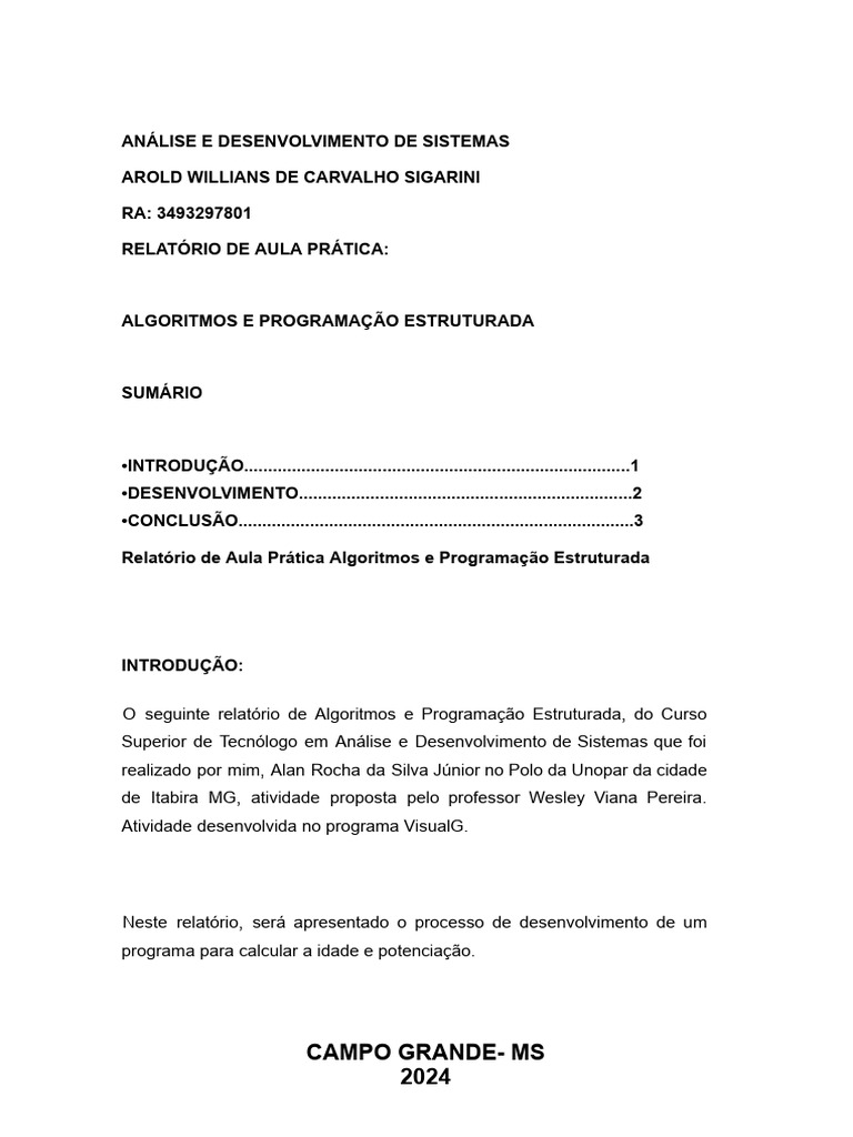 Algoritmos e Programação Estruturada | PDF