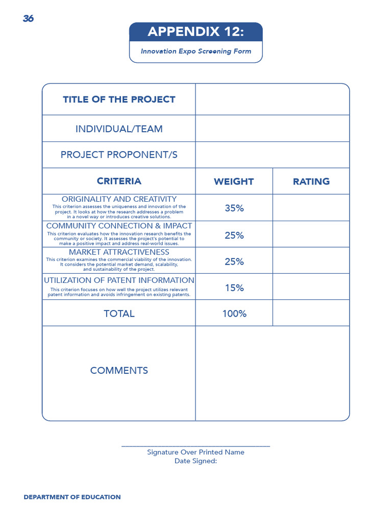 Innovation Screening Form | PDF