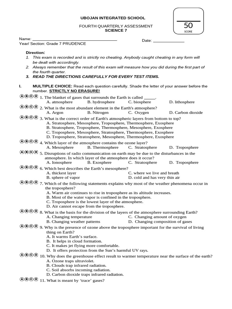 Grade 7 4th Quarter Exam | PDF