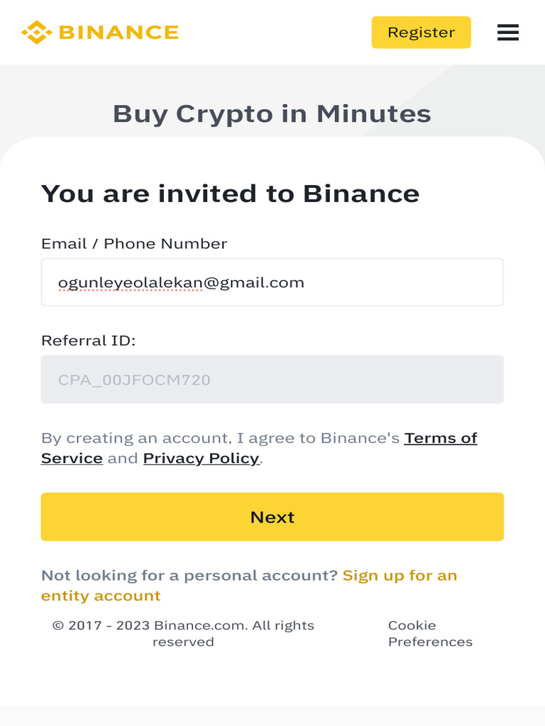 Create a free account Binance | PDF