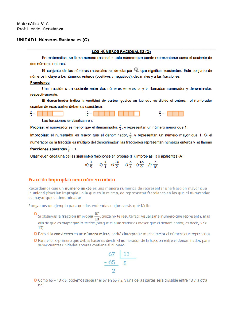 Cuadernillo Previa Matemática 3A.docx | PDF